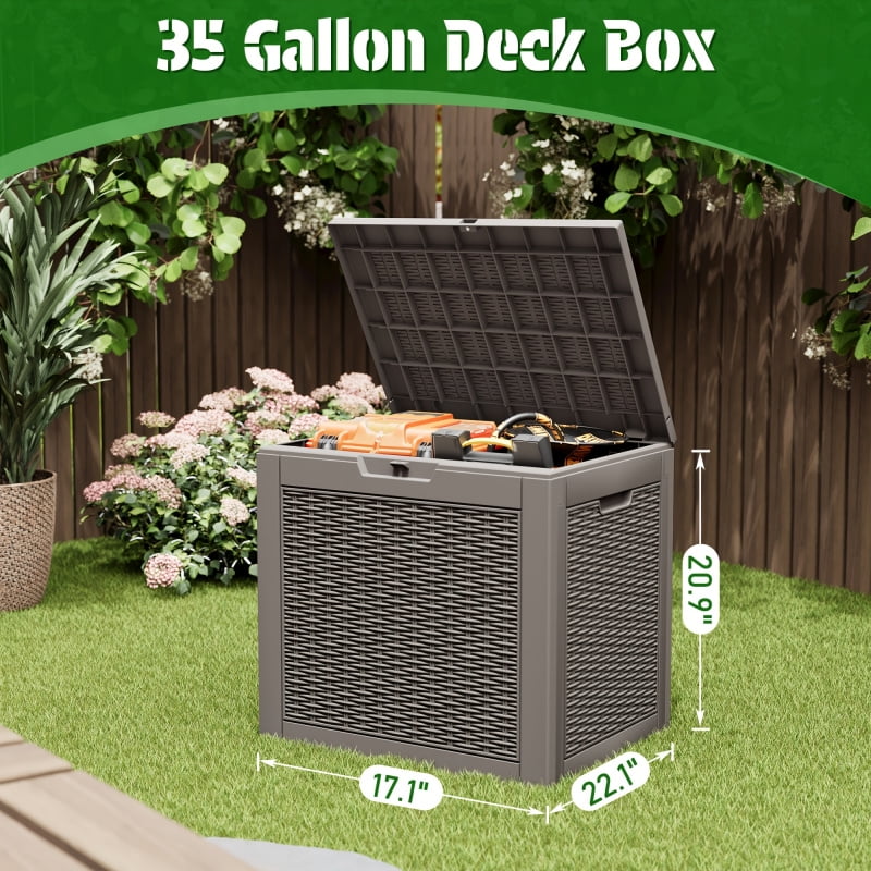 35-gallon waterproof outdoor patio storage box, with lock holes, side ...