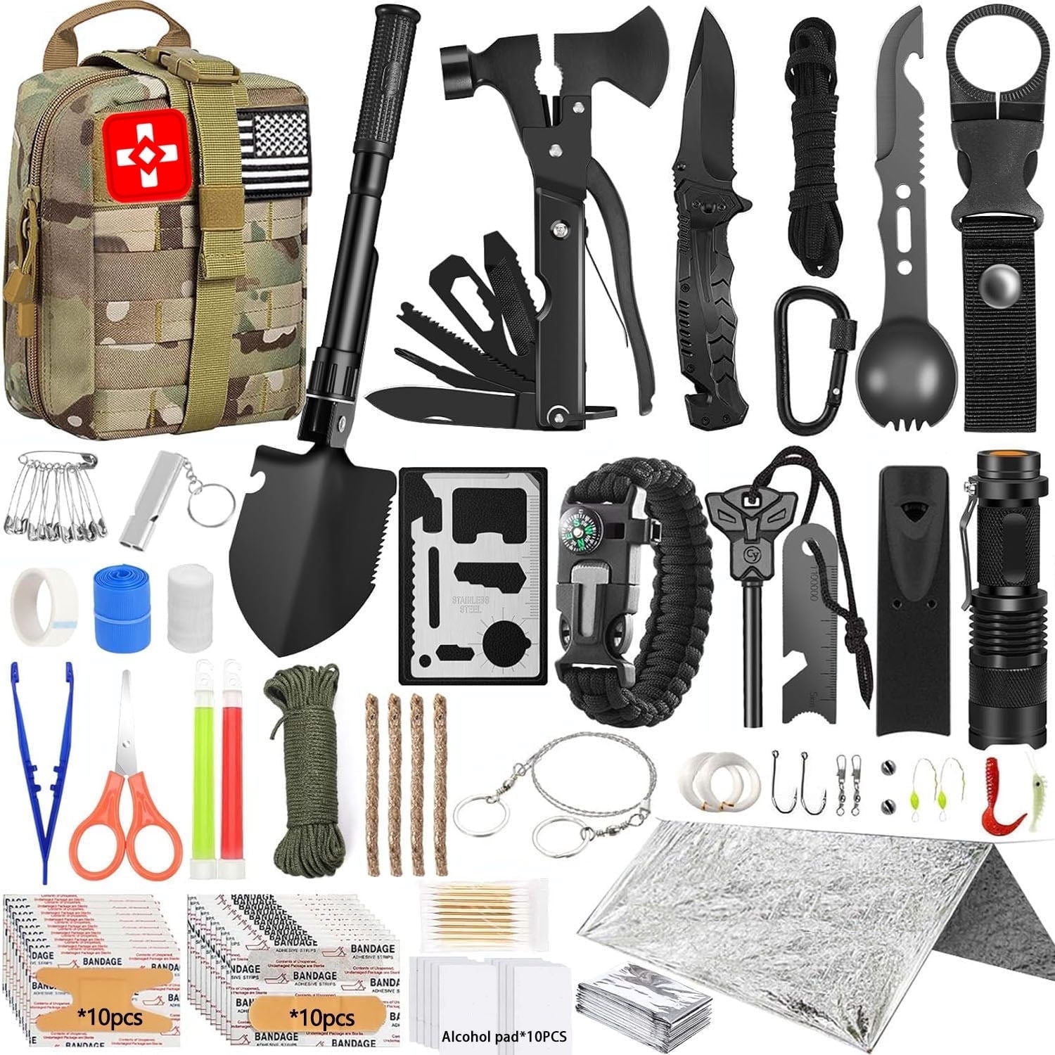 TEIPUERY 35 in 1 Survival Gear Emergency Survival Kit Camping ...