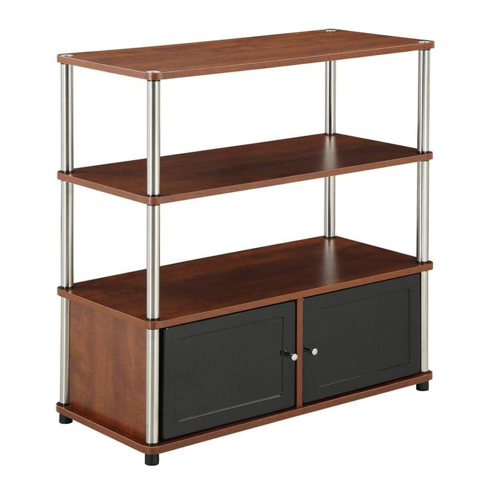 35 in. Cherry Particle Board TV Stand 37 in. with Doors - Walmart.com