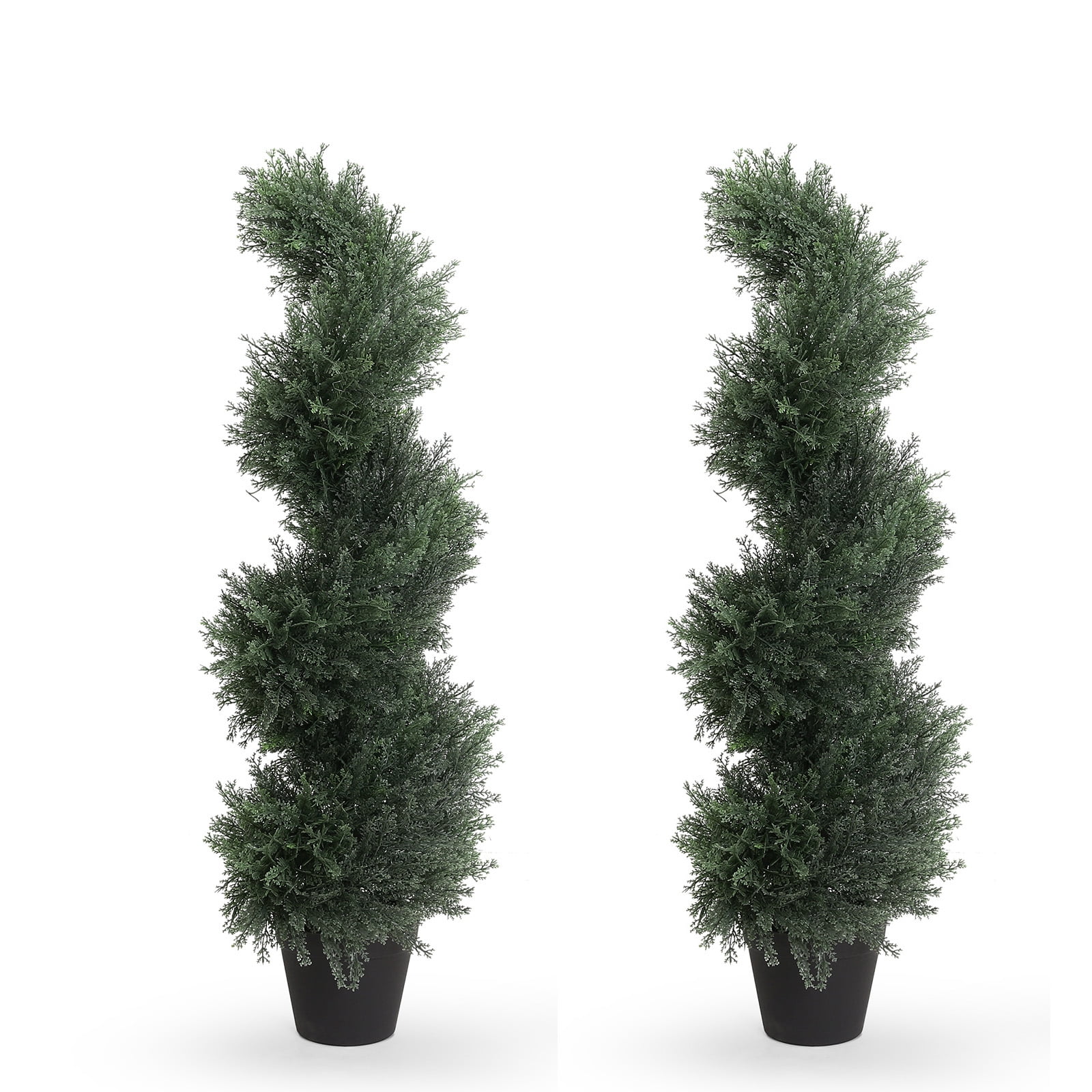 35 inch Artificial Cedar Spiral Topiary Trees–Decorative Fake Greenery ...