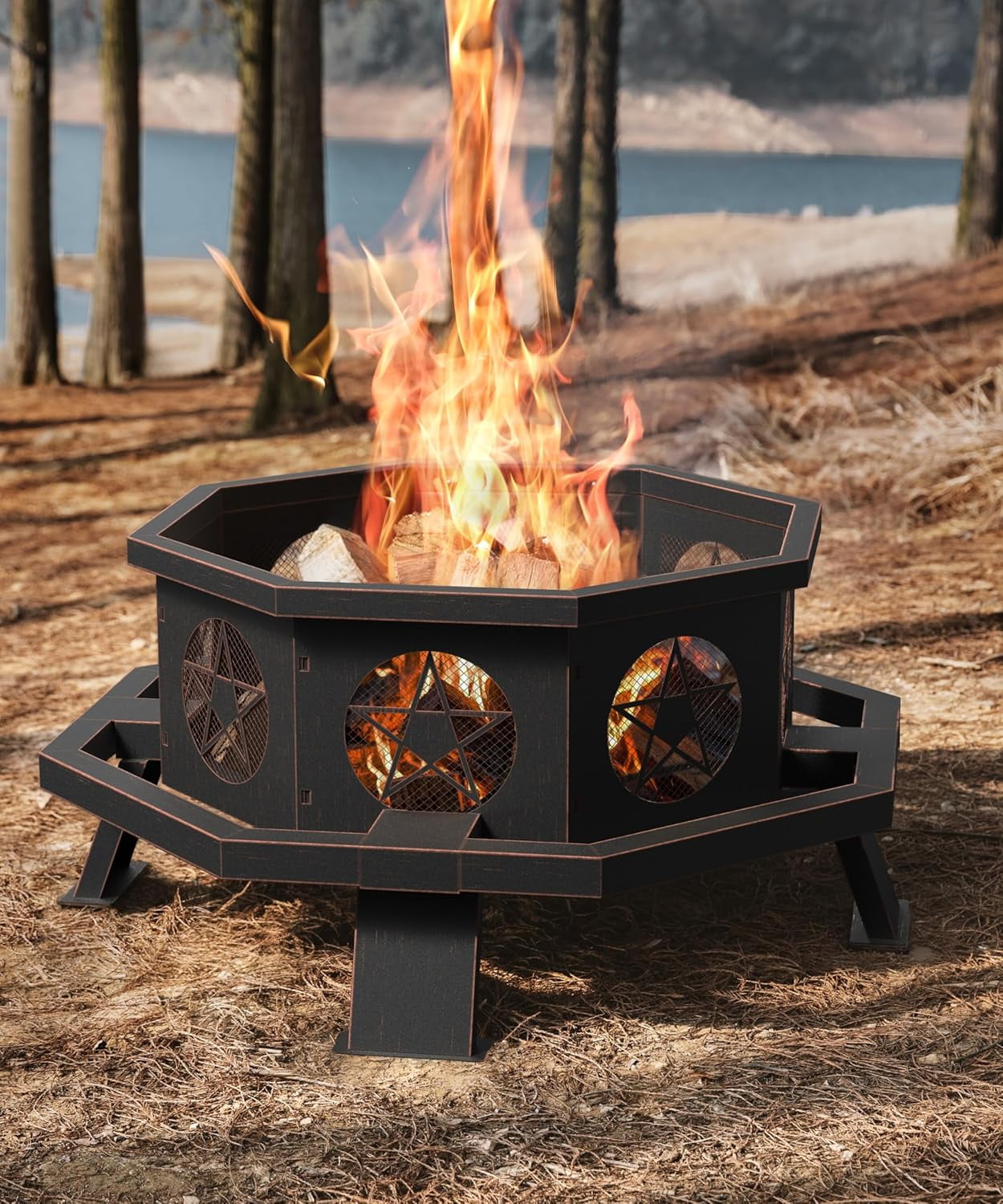 35 inch Fire Pit, Large Firepits for Outside Wood Burning Fire Pits ...