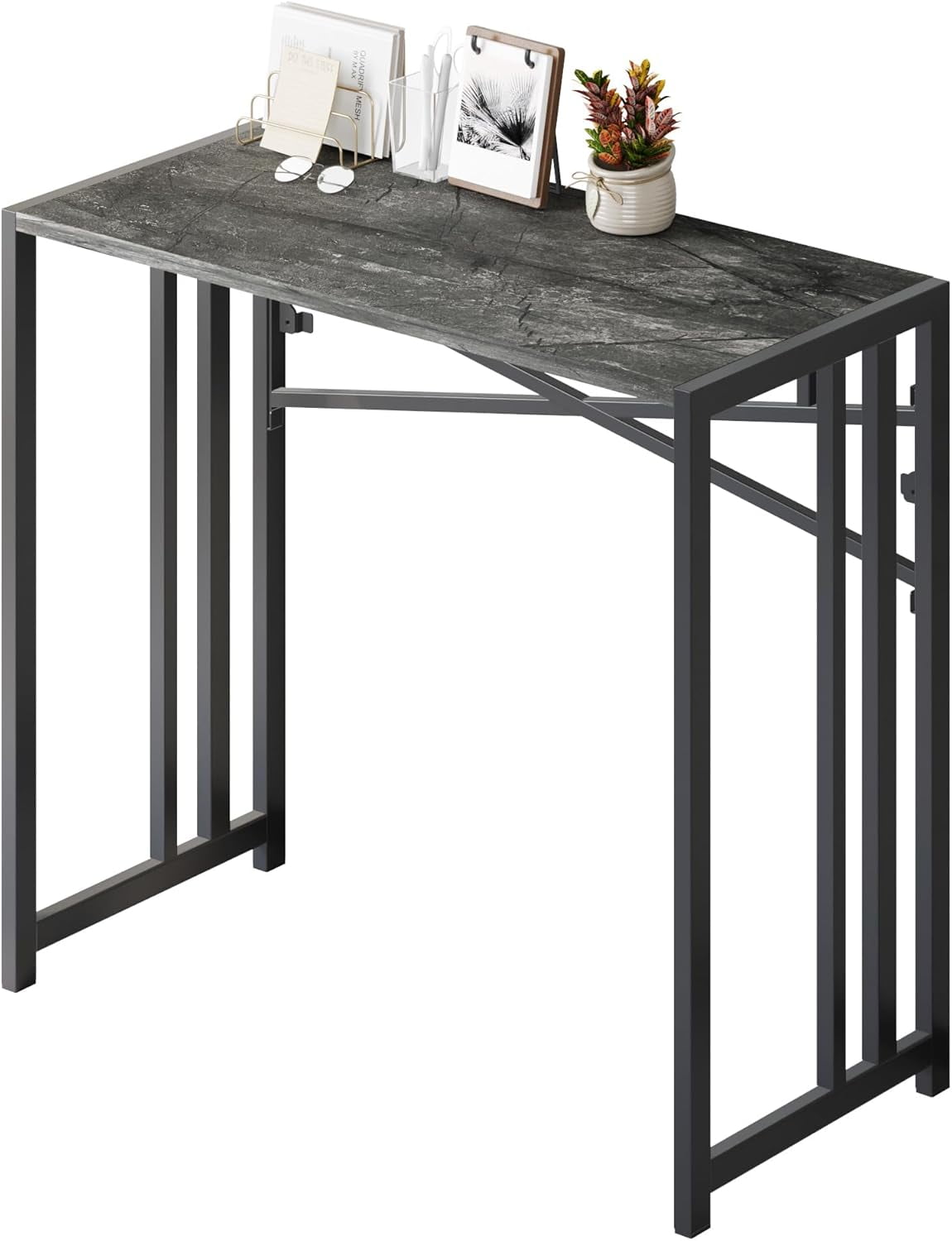 35 inch Folding Desk No Assembly Required Home Office Narrow Portable ...