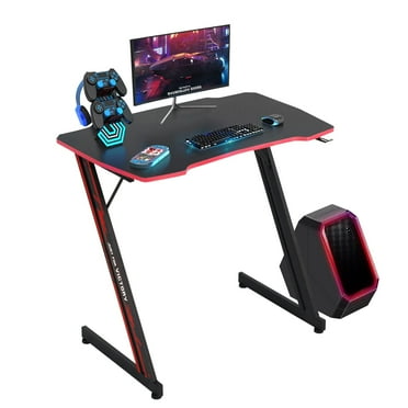 Huracan 47 inch Gaming Desk with LED Lights Z Shaped Gaming Table ...