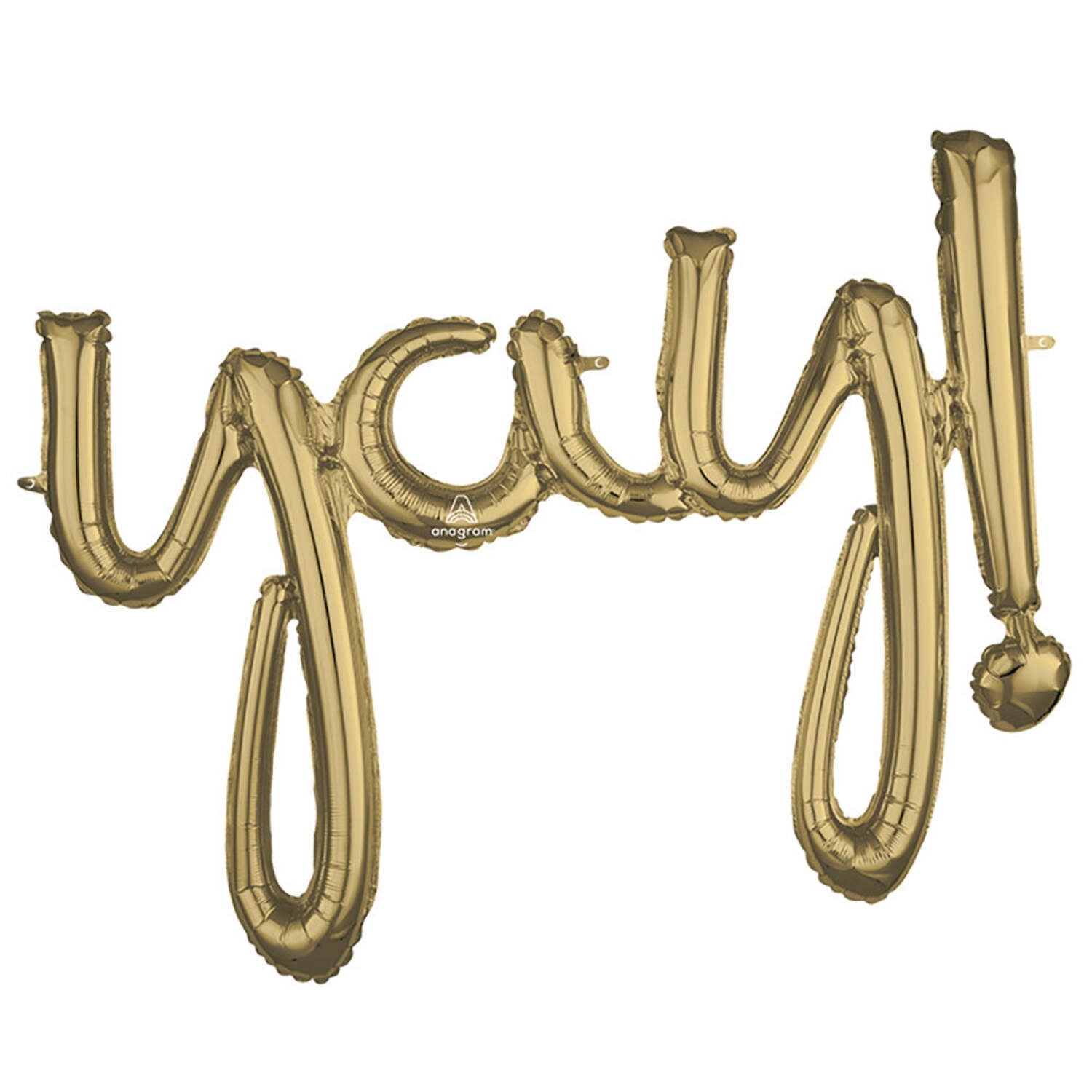 35 inch Script Phrase "Yay!" White Gold (Air-Fill Only) Foil Mylar ...