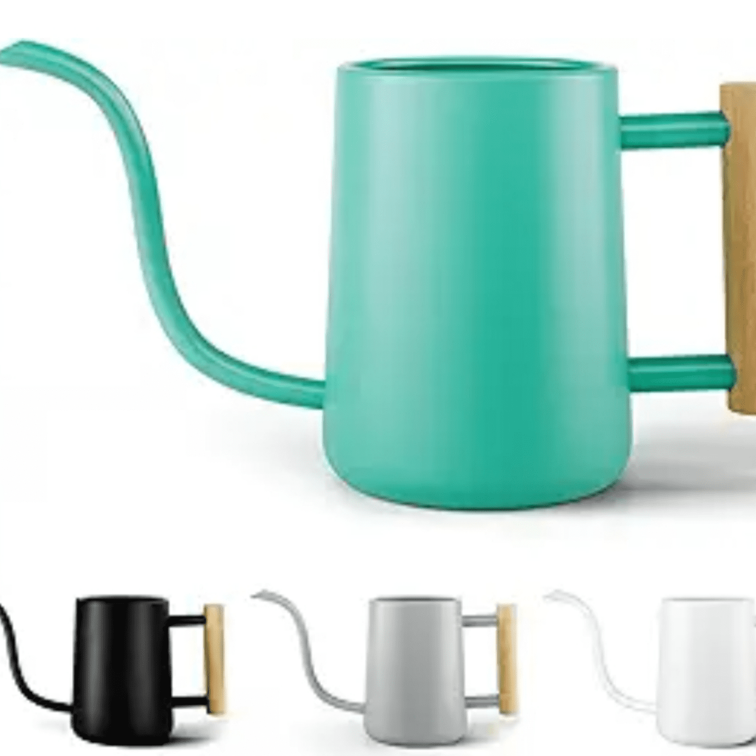 35 oz Metal Small Indoor Watering Can with Long Spout & Real Wood ...
