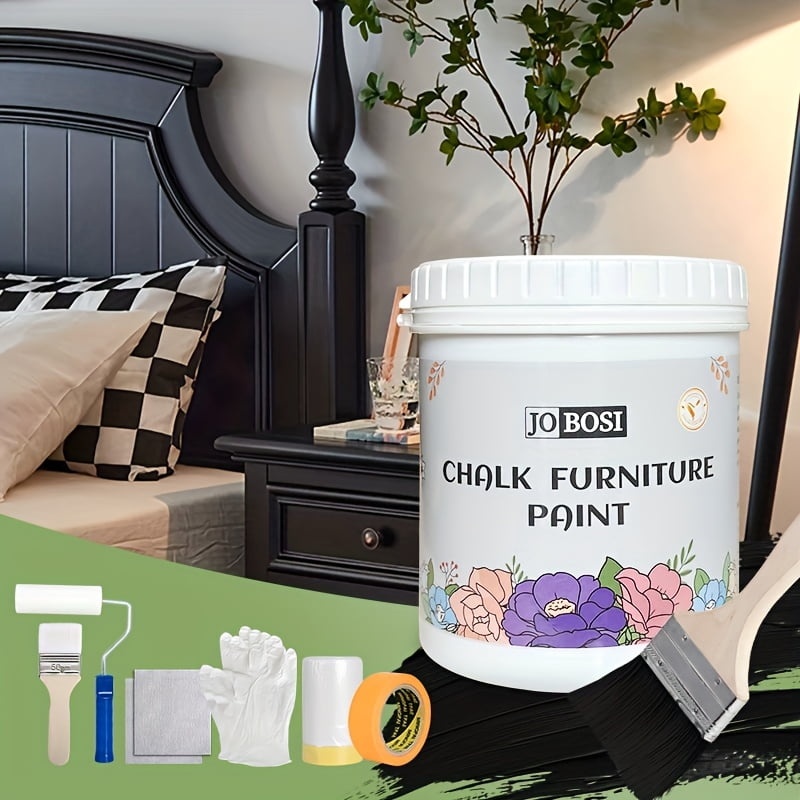 (35 oz black) Quick-drying Water-based Wood Paint Kit - Non-Toxic Matte ...