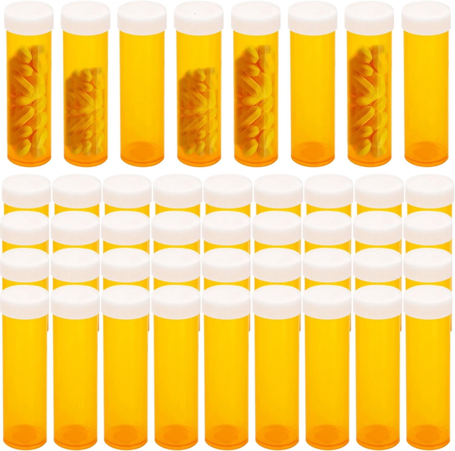 35-pack 2.5 small empty pill bottle case container organizer with lid ...