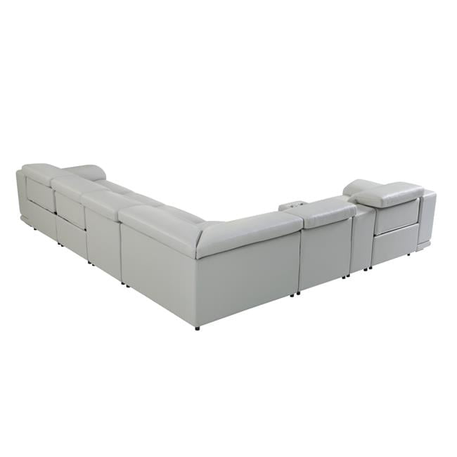 35 x 123 x 138 in. Light Gray Italian Leather Power Recline L-Shape ...