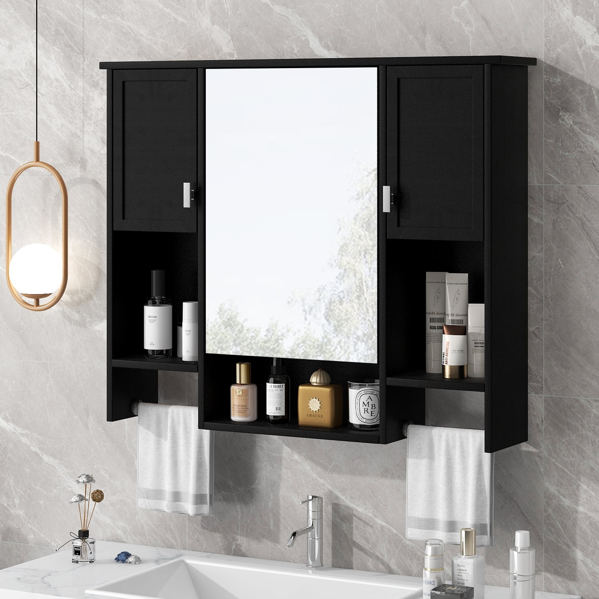 35'' x 28'' Modern Wall Mounted Bathroom Storage Cabinet, Bathroom Wall ...