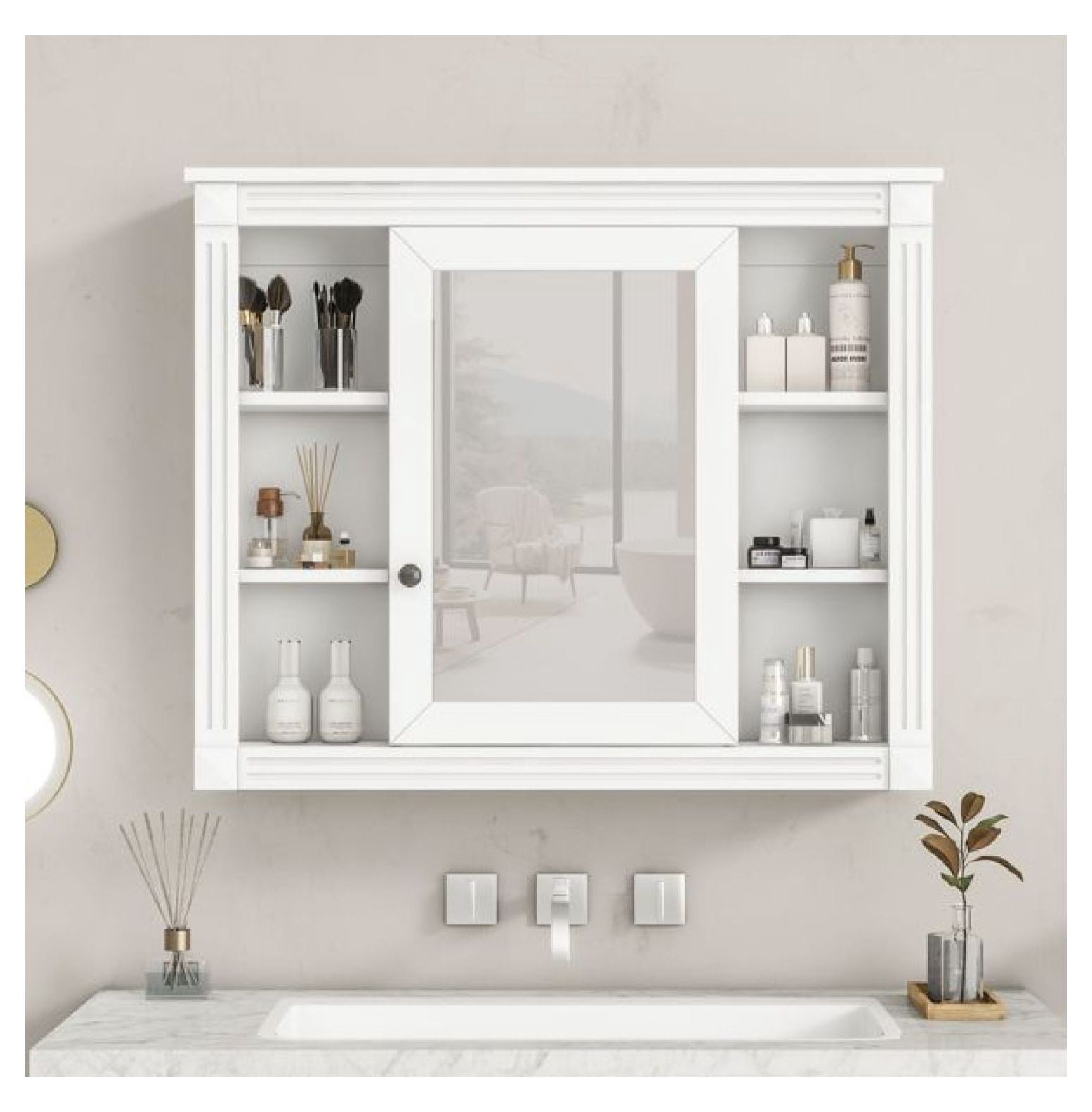 35'' x 28'' Wall Mounted Bathroom Storage Cabinet, Medicine Cabinet ...