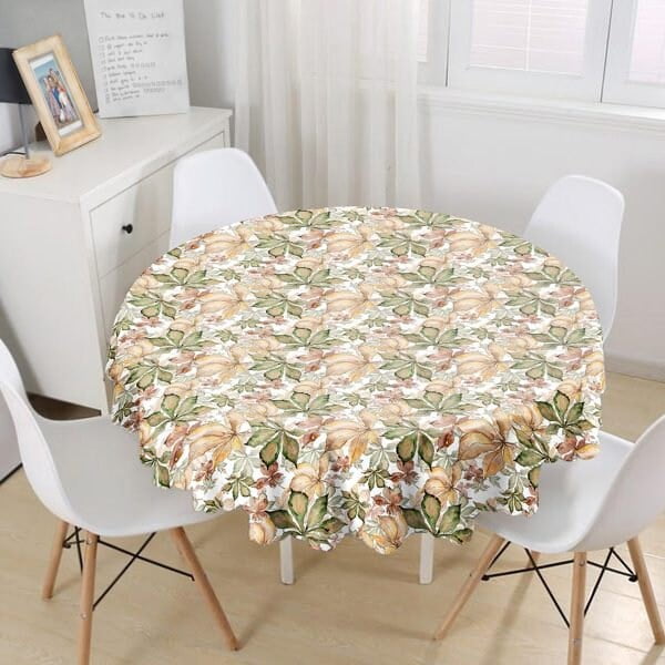 35" x 35"Fall Trend Tablecloth|Checkered Pumpkin Print Round Table ...