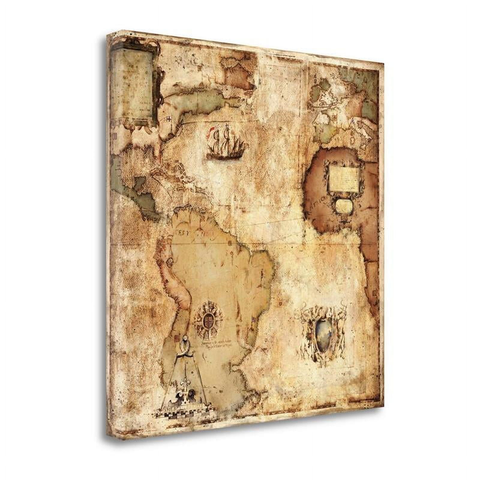35" x 35" Map Of Discovery By Paul Panossian- Print on Canvas Fabric ...