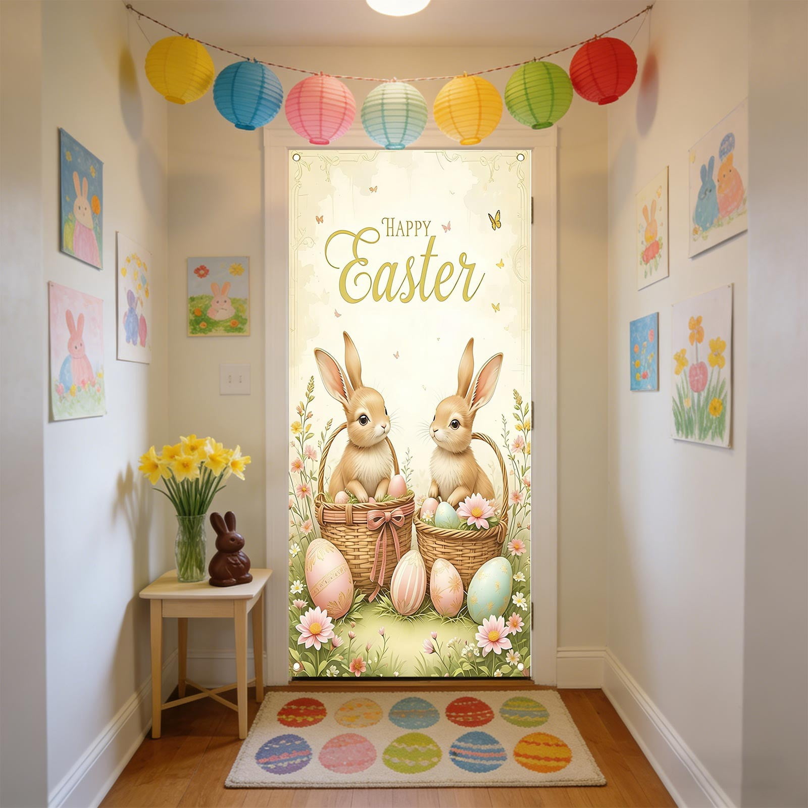 35 x 71 Inches Easter Door Cover with Holiday Design, Polyester Door ...