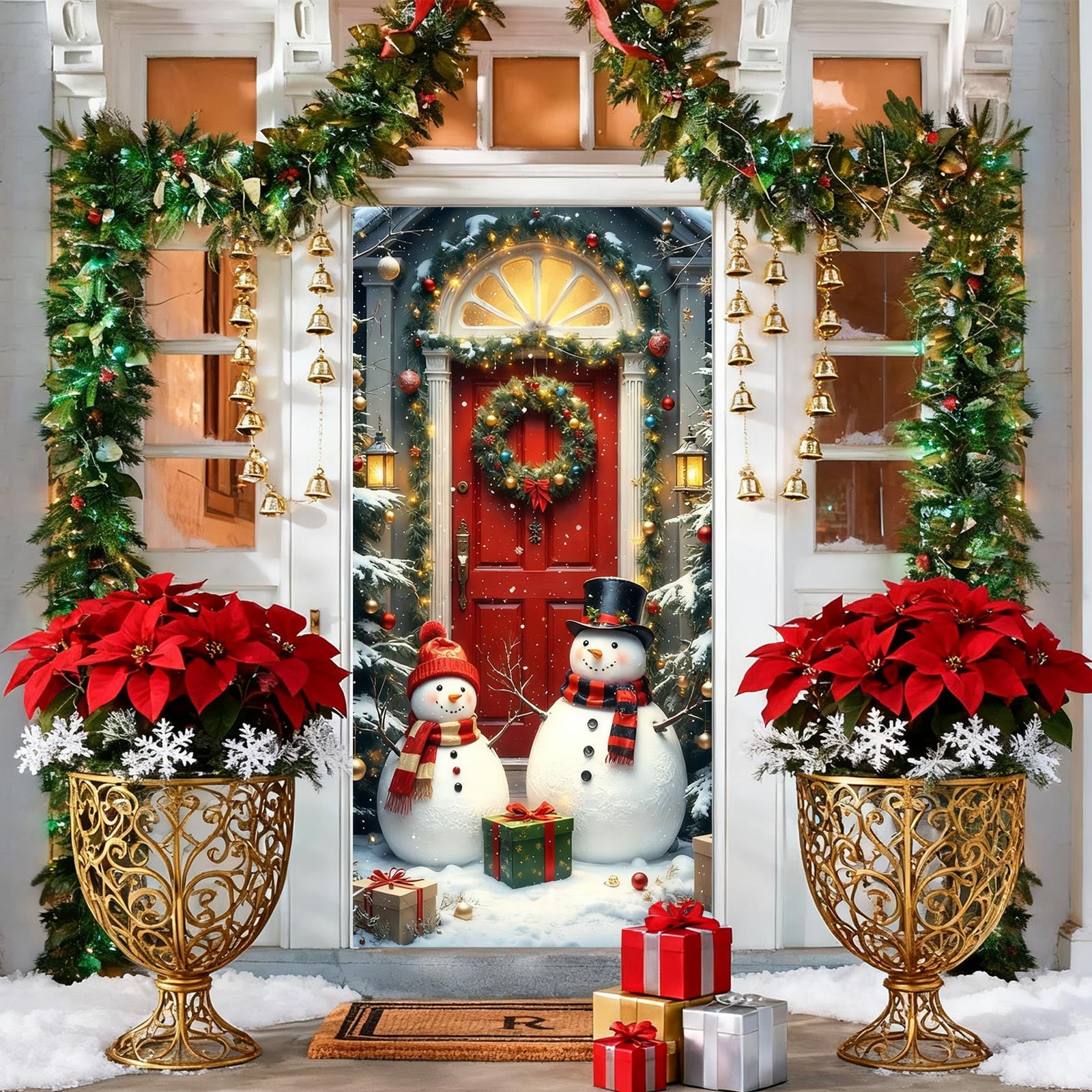 35 x 72 Inch Christmas Door Cover - Santa Claus Theme, Durable ...