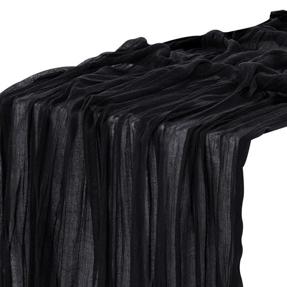 35"x120" Black Cheesecloth Table Runner, Boho Gauze Sheer Rustic Runner ...