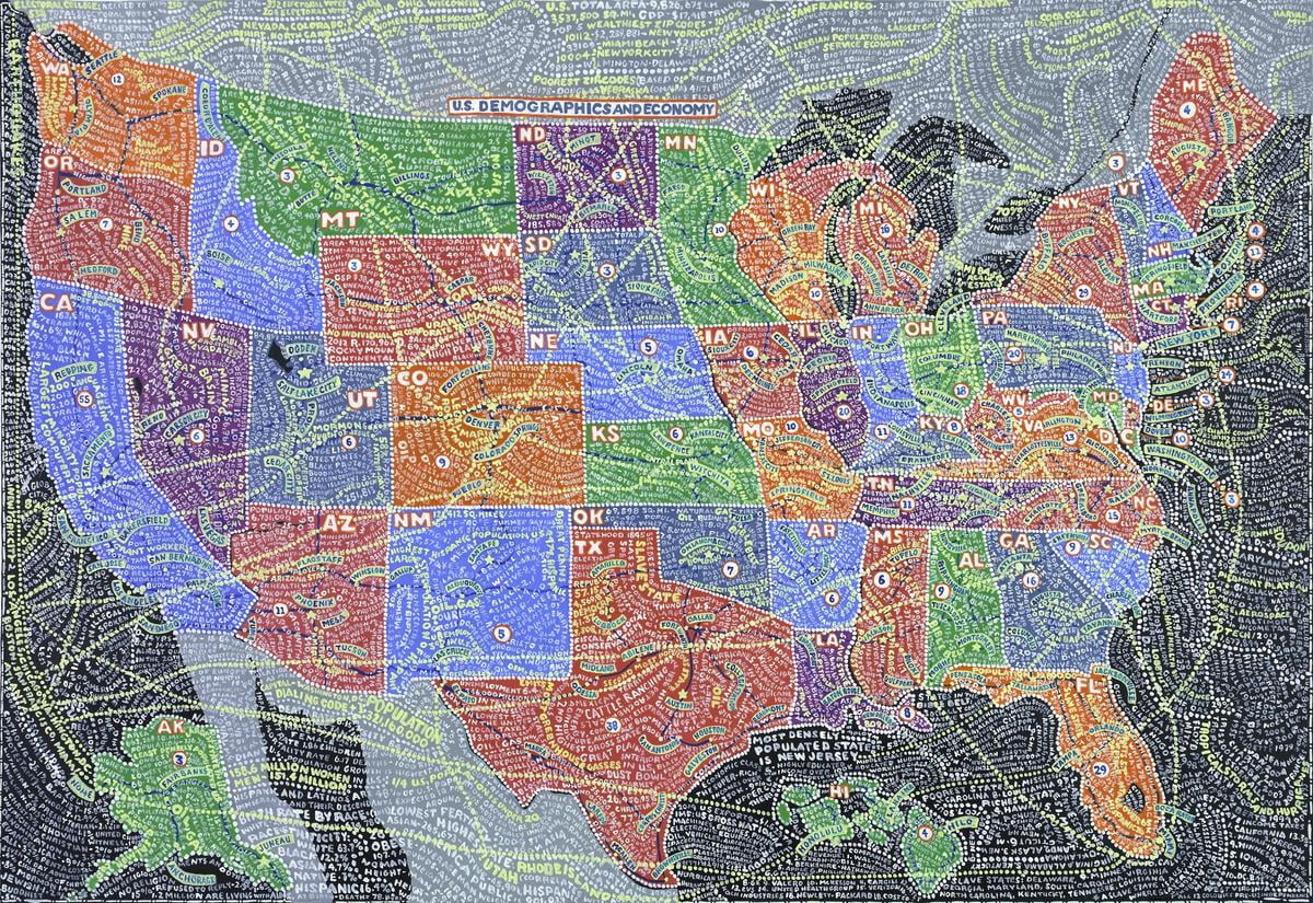 35"x24" Heavyweight Photo Paper Quality Poster: Economic Map - Color By ...