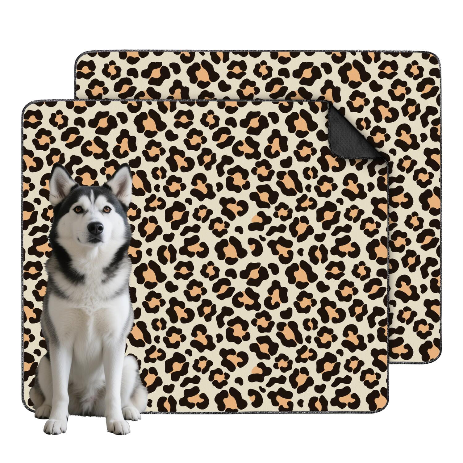 35"x41" Reusable Indoor Dog Potty Pads, Leopard & Geometric Washable ...