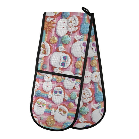 35" x7" Double Oven Mitt Heat Resistant Oven Gloves Withstands Up to ...