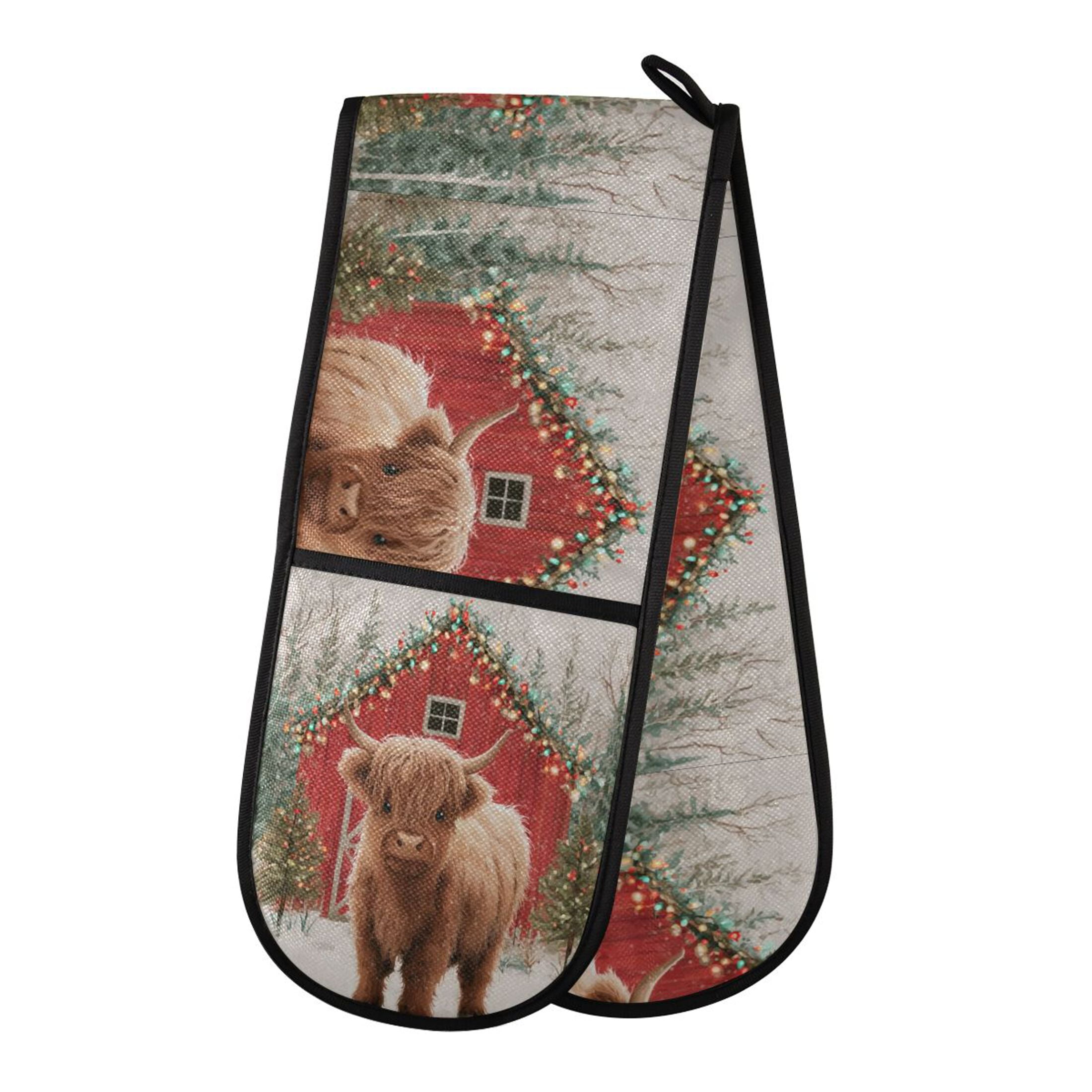 35" x7" Double Oven Mitt Heat Resistant Oven Gloves Withstands Up to ...