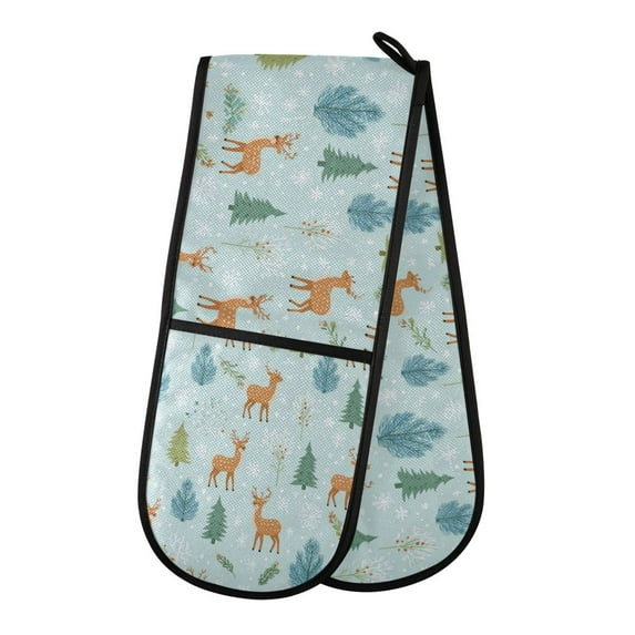 35" x7" Double Oven Mitt Heat Resistant Oven Gloves Withstands Up to ...