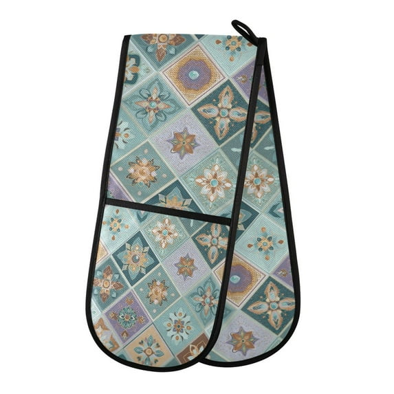 35" x7" Double Oven Mitt Heat Resistant Oven Gloves Withstands Up to ...