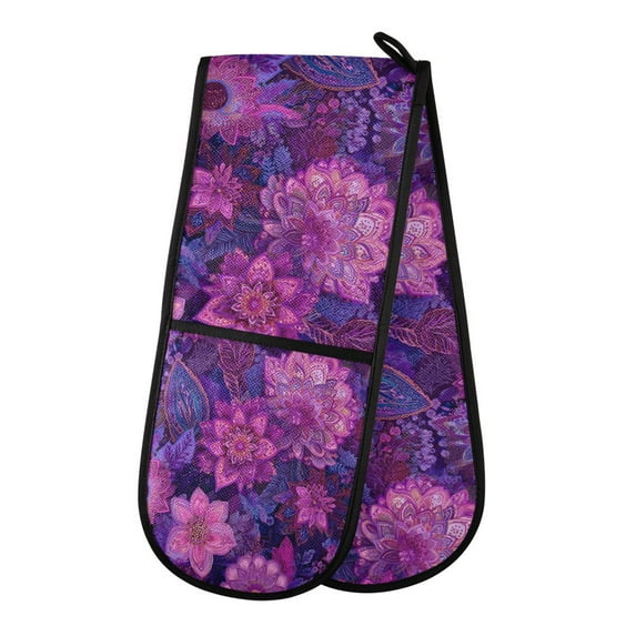 35" x7" Double Oven Mitt Heat Resistant Oven Gloves Withstands Up to ...