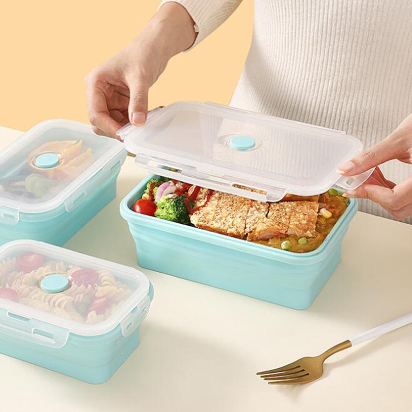 350/500/800/1200ML Lunch Container Foldable Microwavable Removable Lid ...