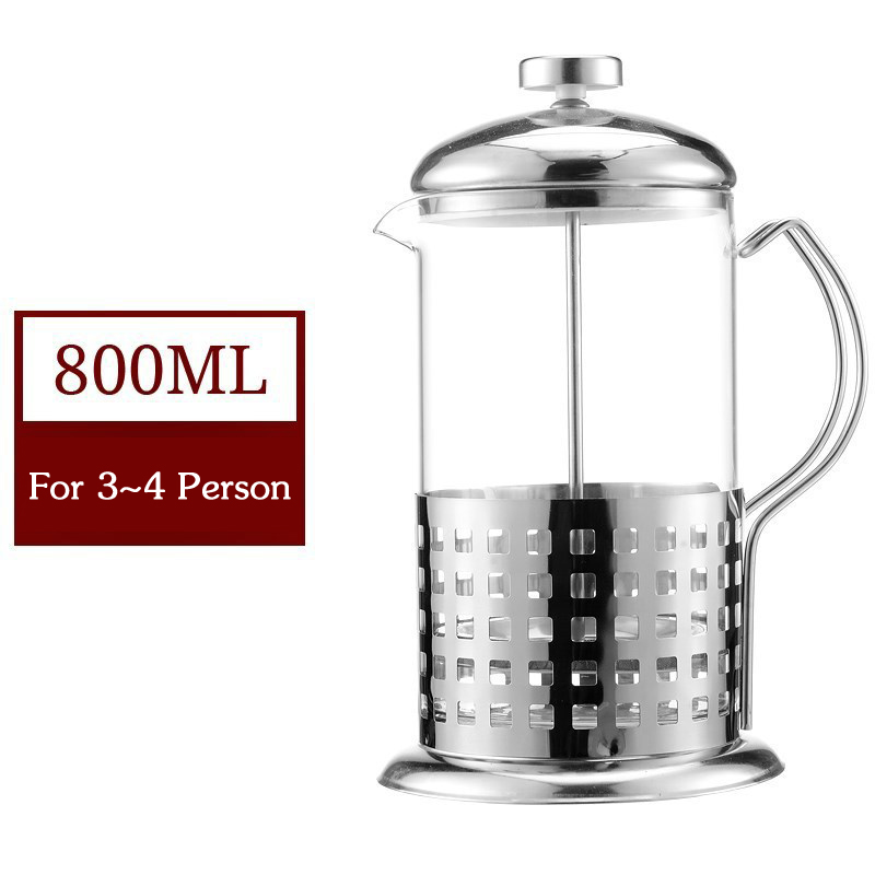 350/600/800/1000ml French Press Coffee Tea Maker High Temperature Stainless Steel Filter ...