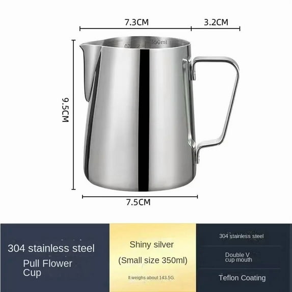 350/600ML Coffee Milk Frothing Pitcher Jug 304 Stainless Steel Precise ...