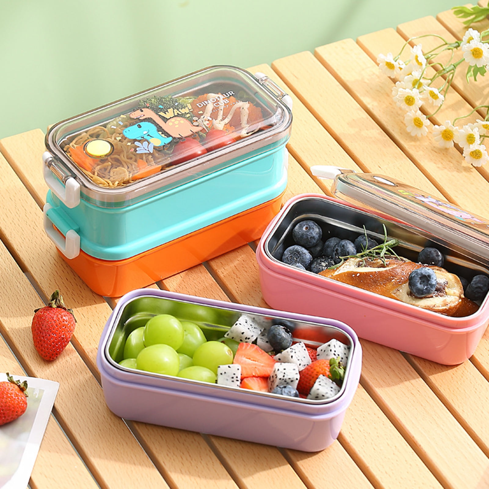 350/700ml 304 Stainless Steel Lunch Box 1/2 Layers Sealed Detachable ...