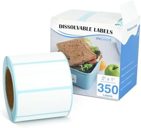 350 Blank Dissolvable Labels 1x2 Inch, White Washable Dissolvable Food ...