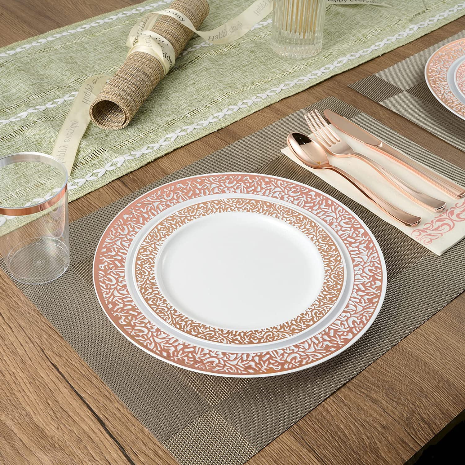 350 Ct Rose Gold Dinnerware Set for 50 Guests - Walmart.com