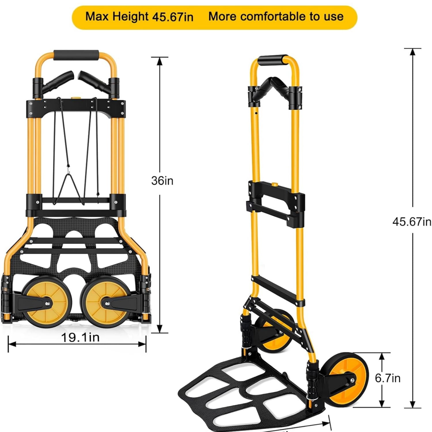 350 LB Capacity Upgraded Folding Hand Truck Dolly,Portable Dolly Cart ...