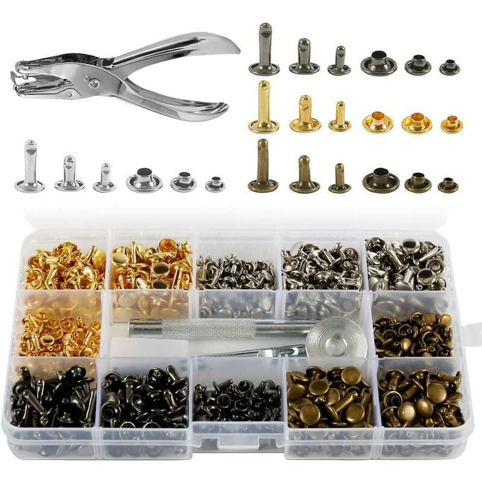 350 Leather Rivets Double Cap Set, Metal Tubular Rivet 3 Sizes with ...
