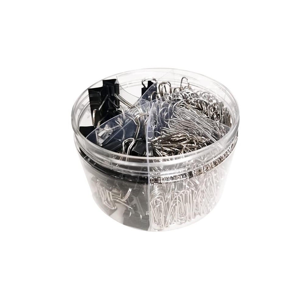 350 PCS Paper Clips & Binder Clips Set - Silver Paper Clips & Black ...
