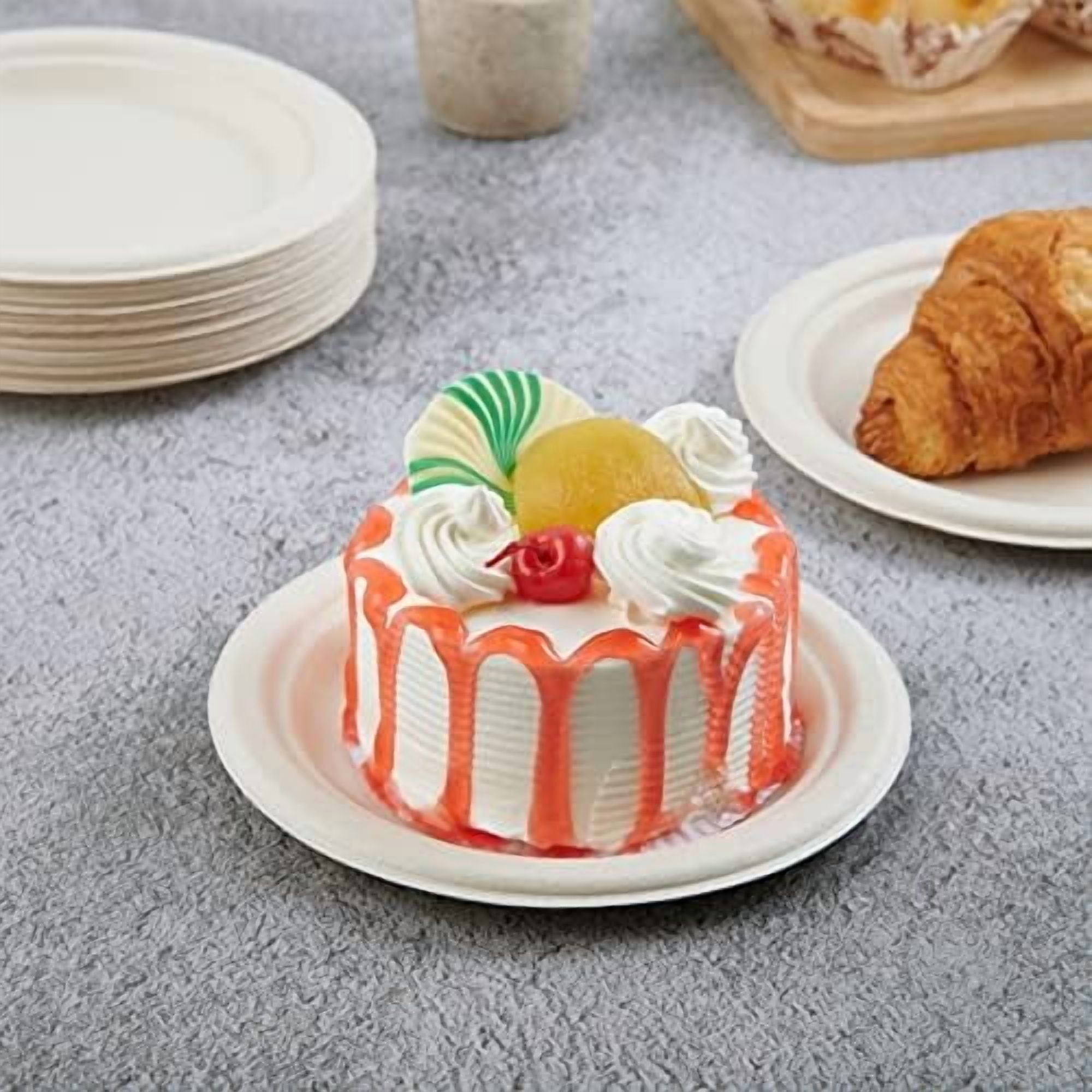 350 Pack Paper Plates 7 inch 100% Compostable, Heavy-Duty Disposable ...