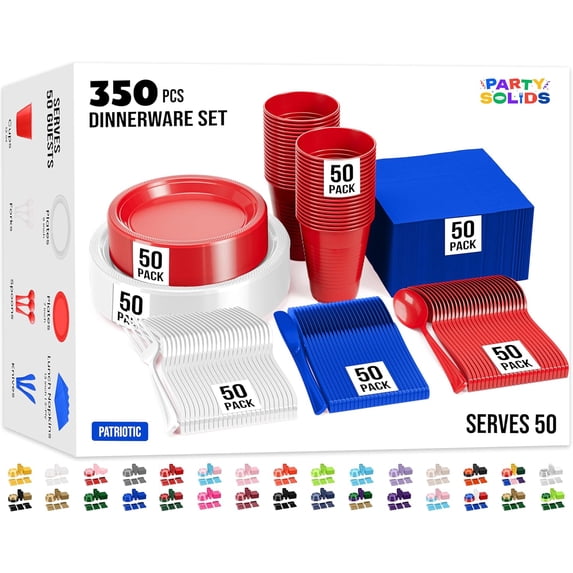 350 Pcs Patriotic Disposable Plates Set — 9 Inch Dinner Plates, 7 Inch ...
