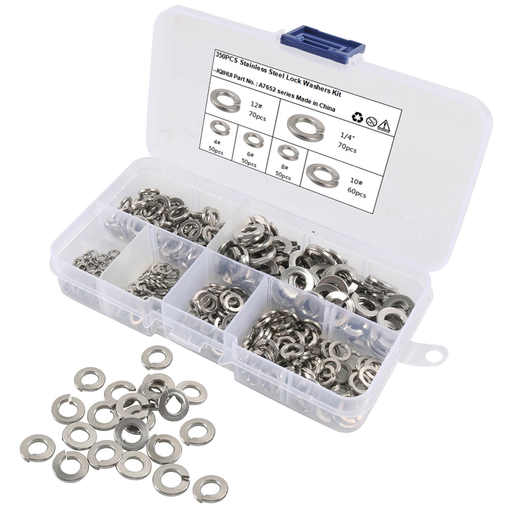 350 Pcs Spring Washer Set Washers Assortment Kit Screw Fasteners for ...
