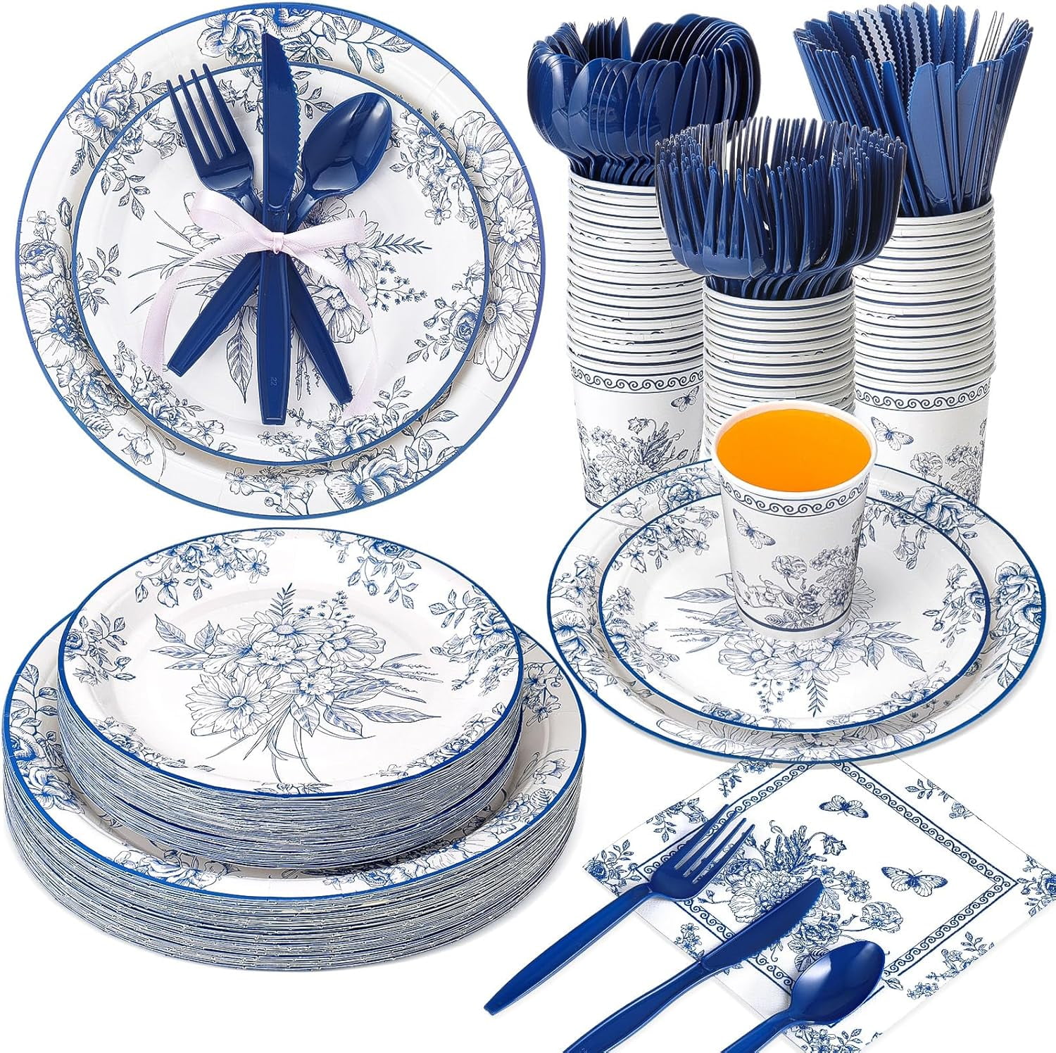 350 Pcs Tea Party Supplies Spring Summer Sage Green Tableware Set ...