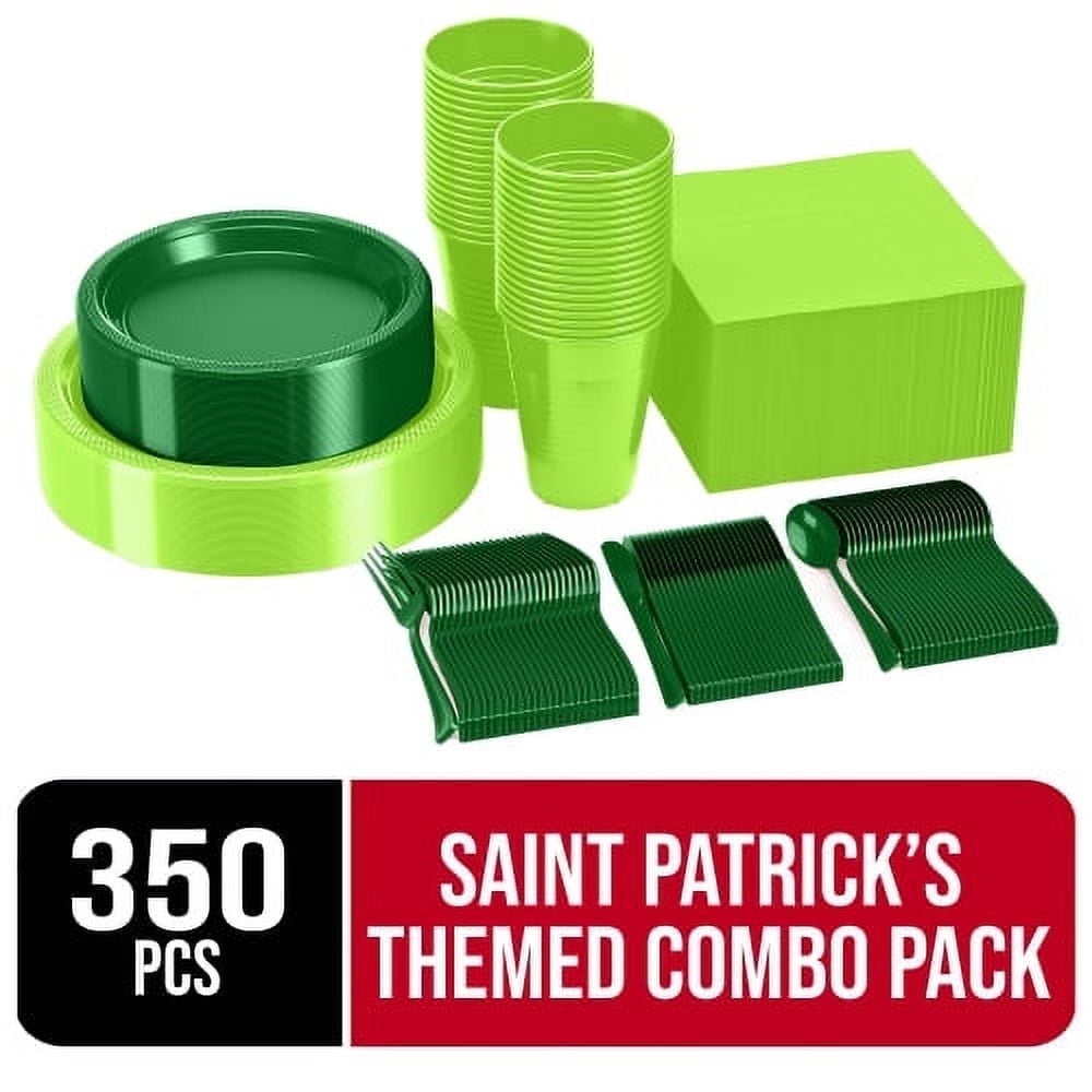 Exquisite 350 Piece Green Shamrock St. Patrick's Day Party Plates ...