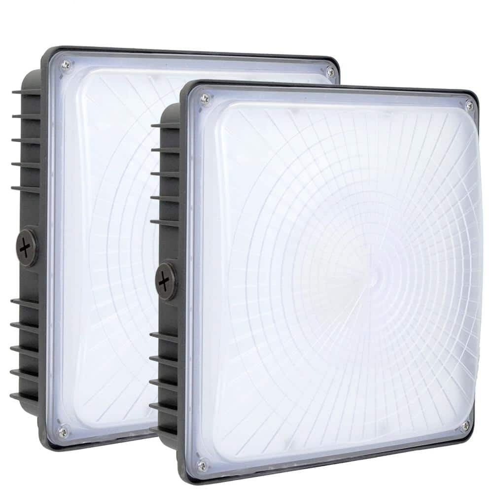 350-Watt Equivalent Integrated LED Bronze Canopy Light Fixture, 5000K ...