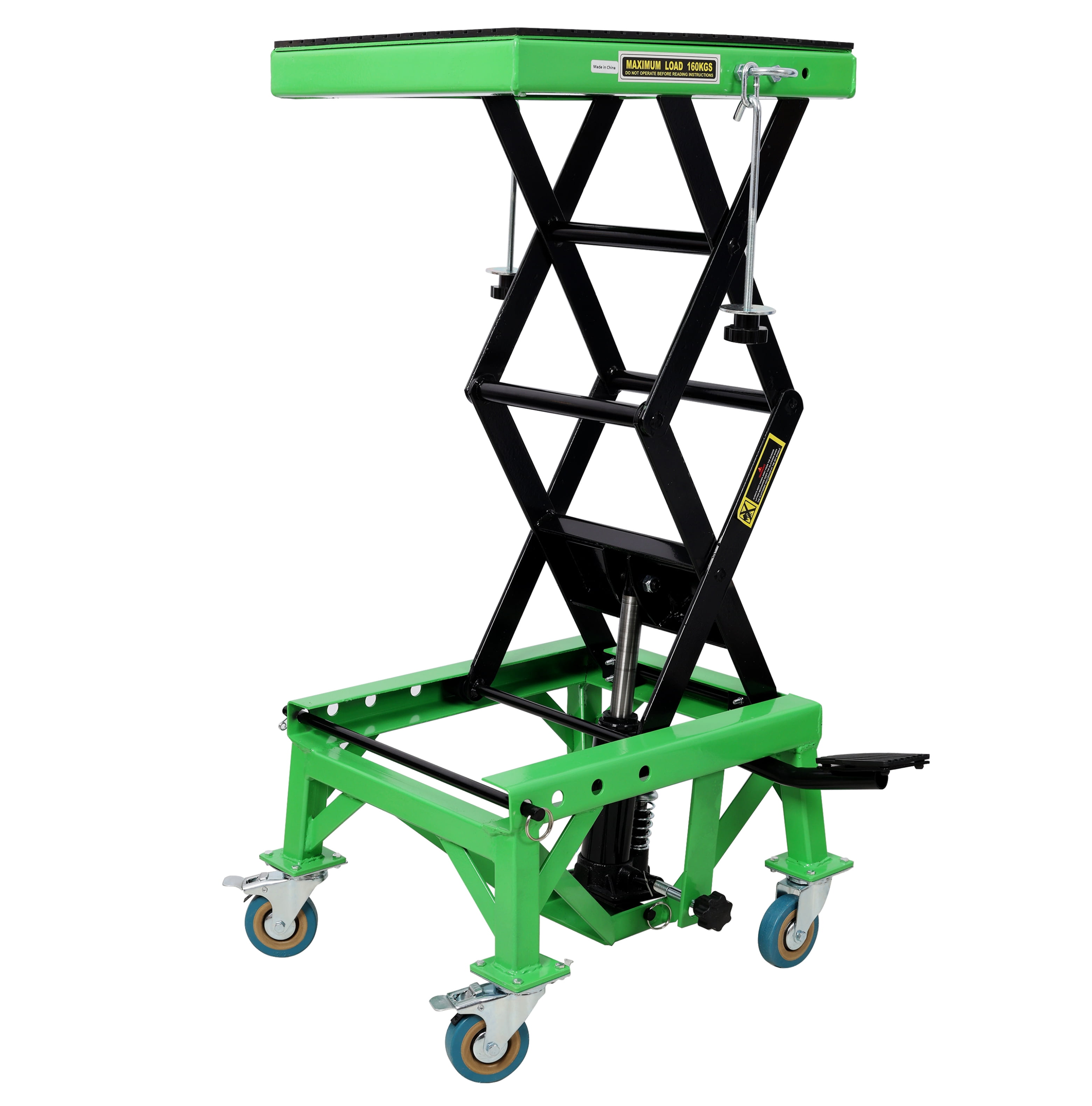 350 lbs Hydraulic Motorcycle Scissor Jack Lift Foot Step Wheels for ...