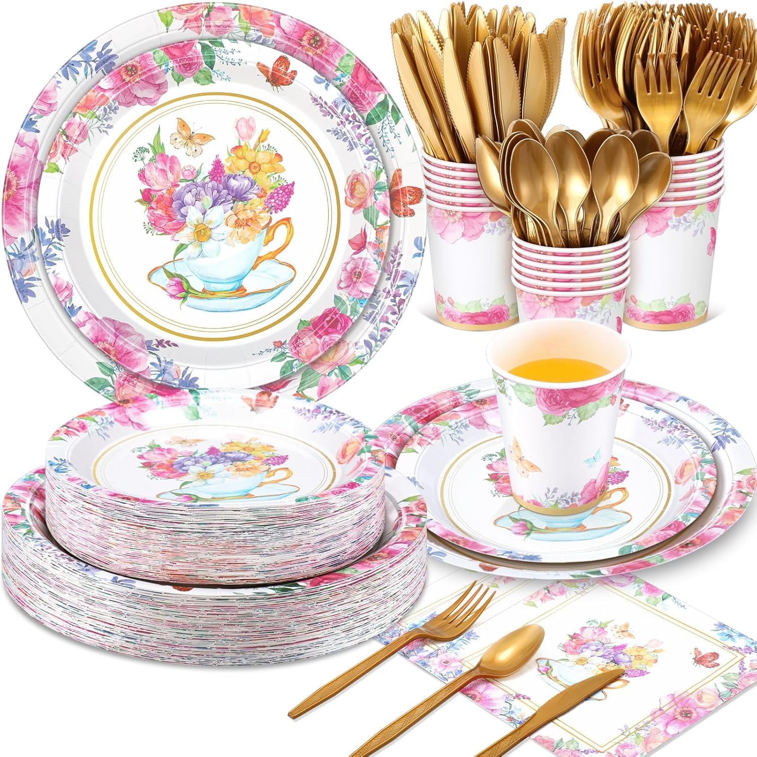 350 tea party supplies, spring and summer tea party tableware ...