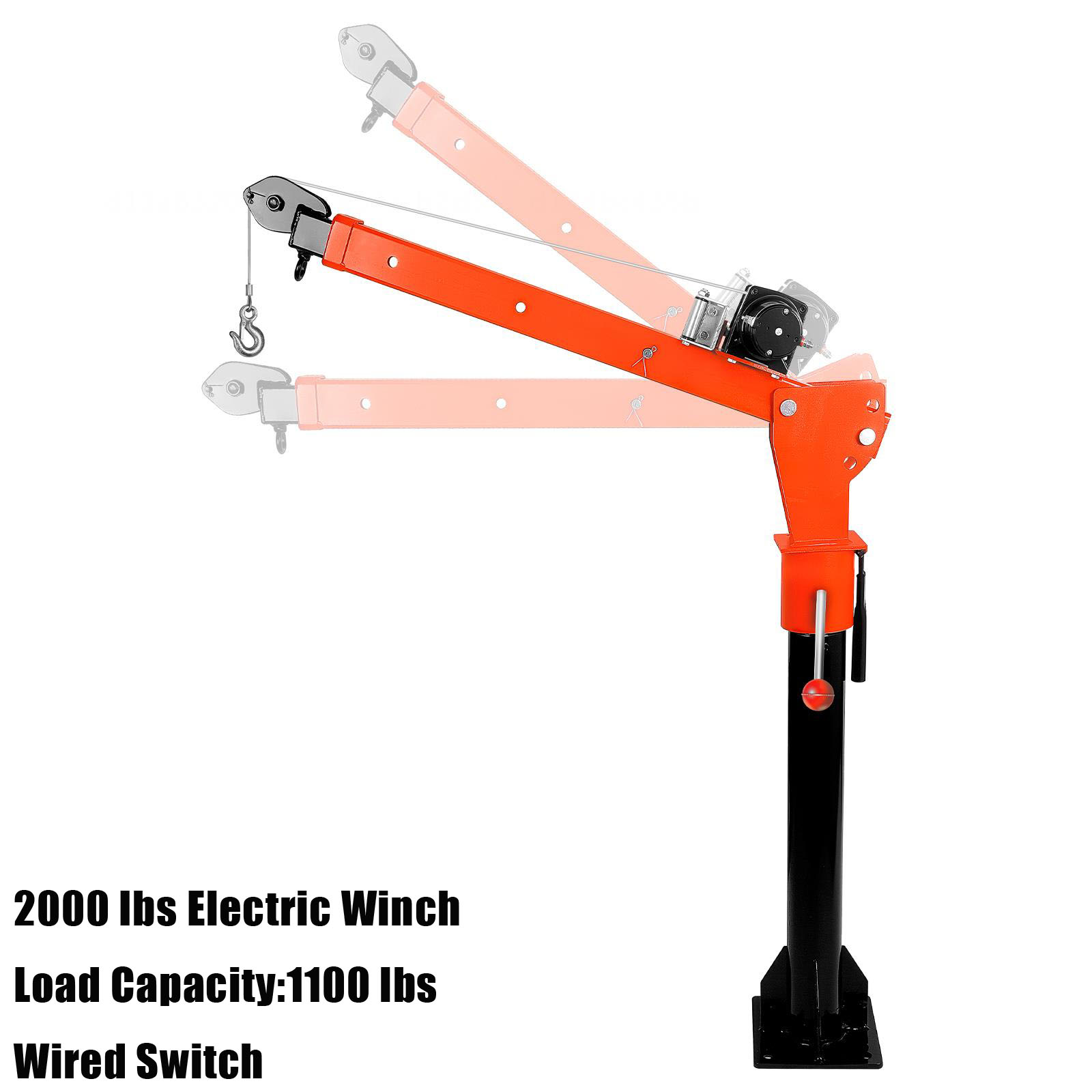 3500 Ibs Electric Winch Steel Pickup Jib Crane with 360° Swivel, 1100 ...