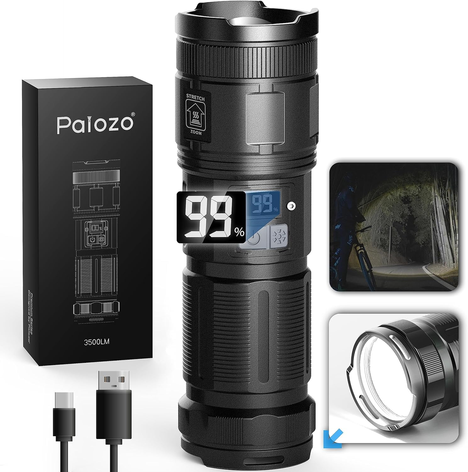 3500-Lumen 'Turbo Mode' & Dual Light Pro-Flashlight with Digital ...