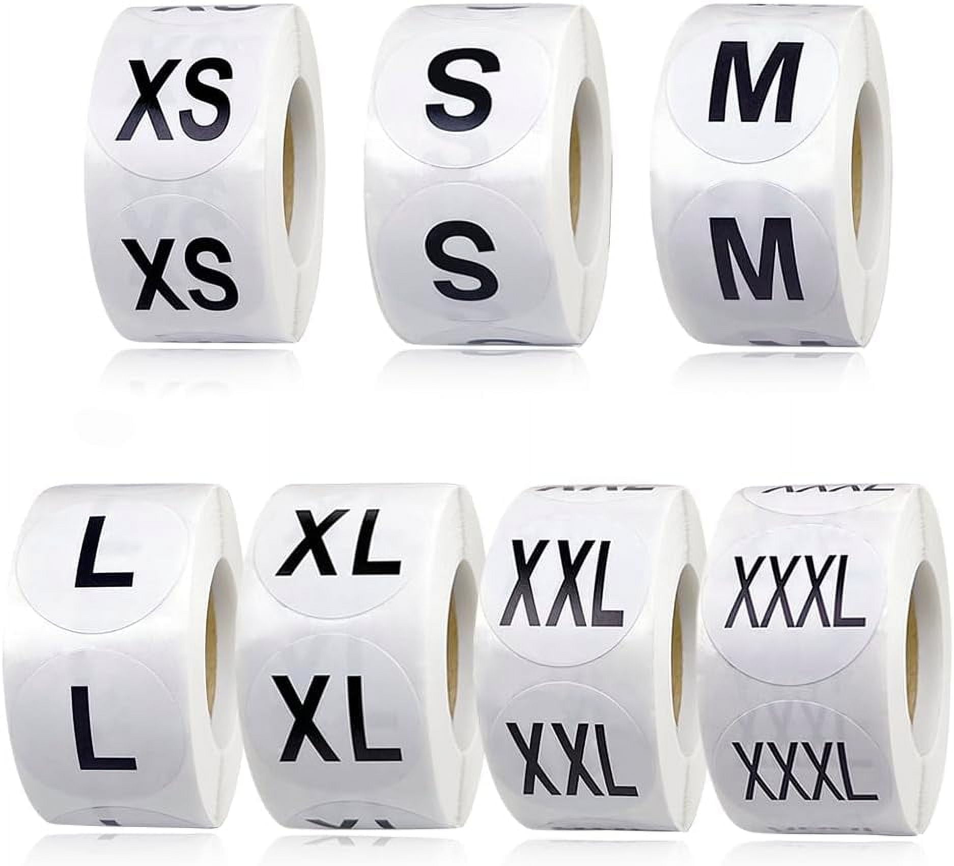 3500 Pcs Clothing Size Stickers Labels Rolls, 1 Inch Round Self ...