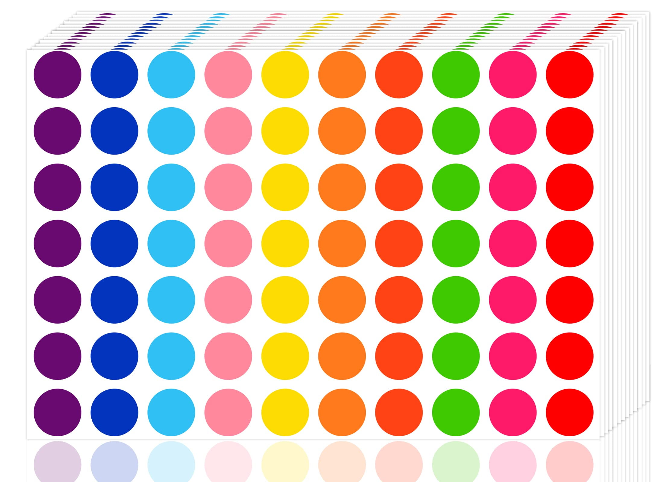 3500 color dot stickers, 0.75 inch round labels, 10 bright colors ...