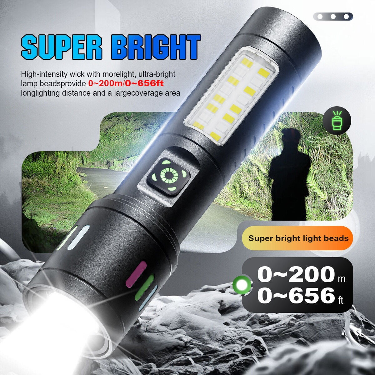 350000000 Lumen Super Bright Tactical Flashlight Rechargeable LED Work ...