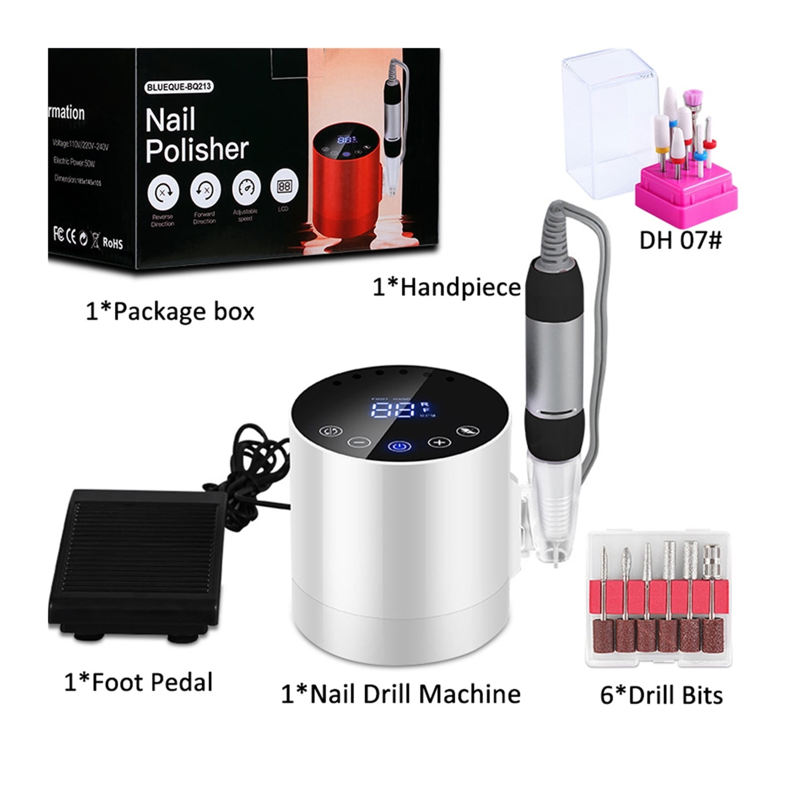 35000RPM Nail Drill Machine, Portable Nail Drill With HD Display ...
