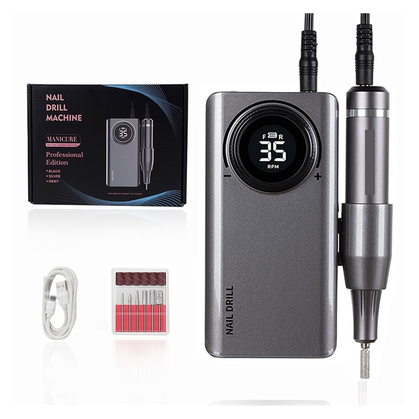35000RPM Nail Drill Machine With LCD Display, Rechargeable Nail Drill ...